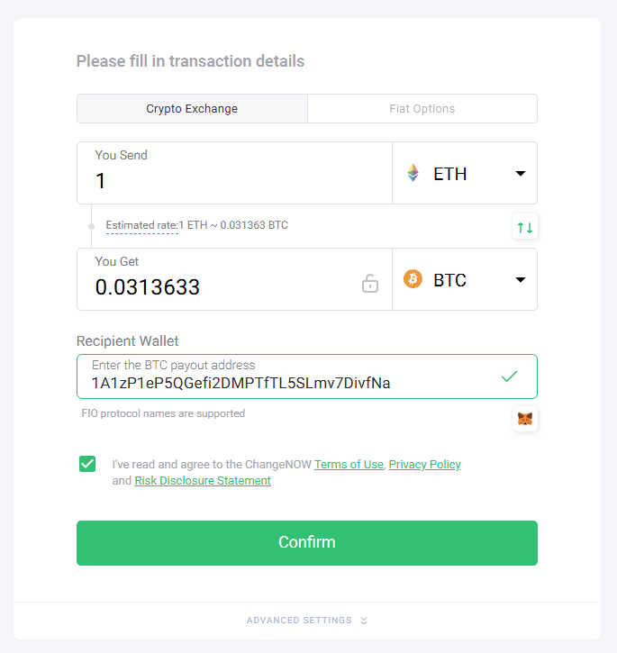 How do I create an exchange? – ChangeNOW | Help Center